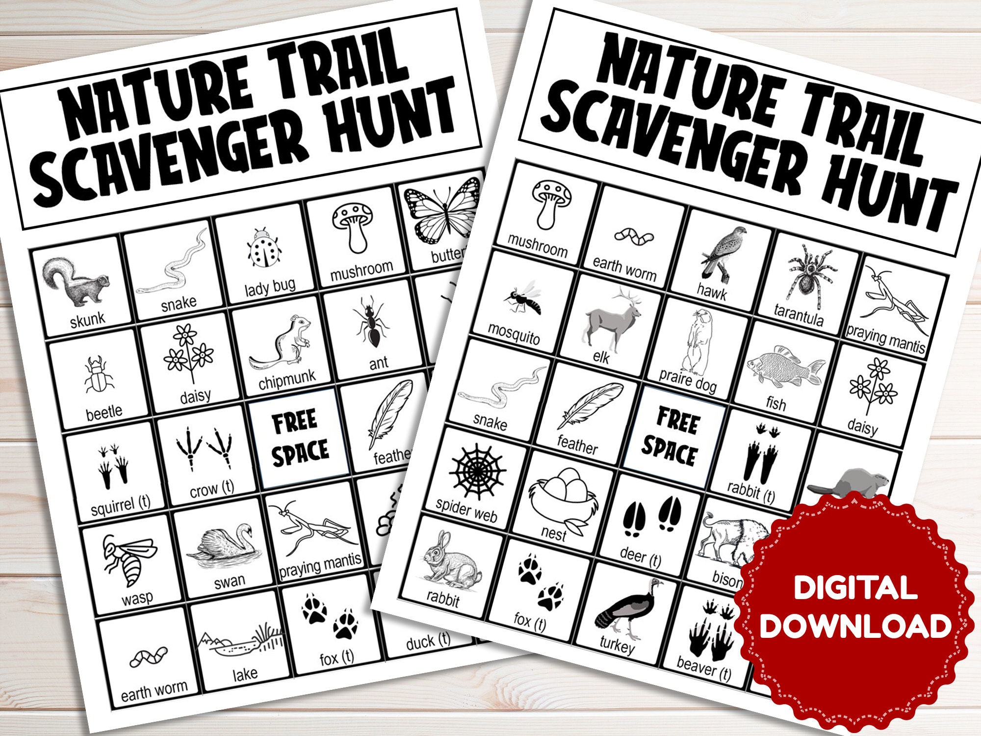 Nature Trail Camping Scavenger Hunt Outdoor Bingo Game Printable for ...