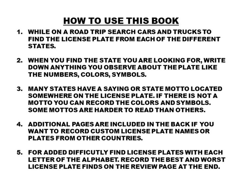License Plate Scavenger Hunt Road Trip Game for Kids in the Car Find ...