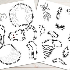Scissor Cutting Printable Activity Cut and Paste Worksheets With Safari ...