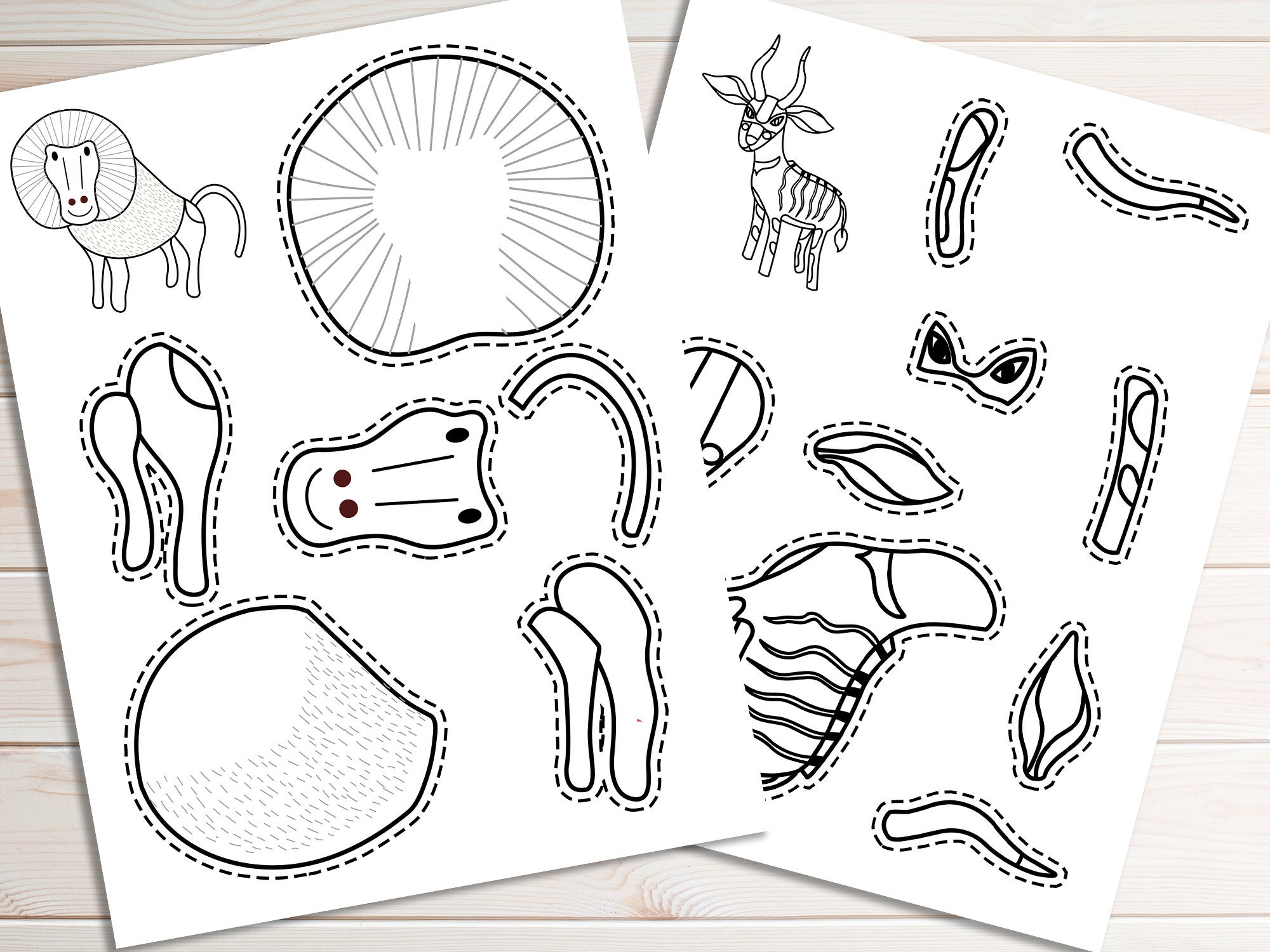 Scissor Cutting Printable Activity Cut and Paste Worksheets With Safari ...