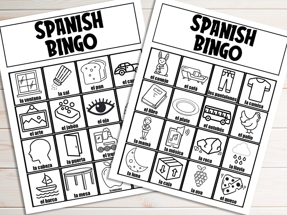 Sight Words in Spanish and English Bingo Game ESL Bilingual Practice ...