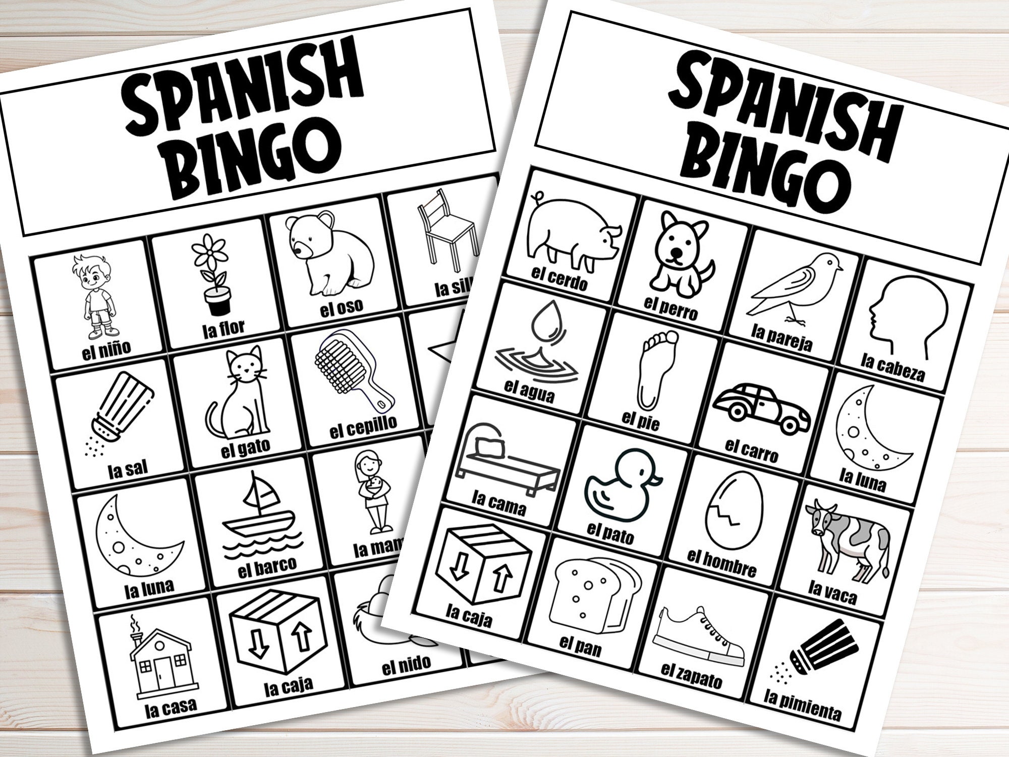 Sight Words in Spanish and English Bingo Game ESL Bilingual Practice ...
