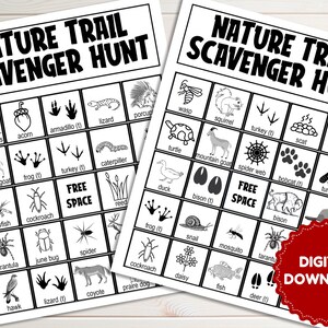 Nature Trail Camping Scavenger Hunt Outdoor Bingo Game Printable for ...