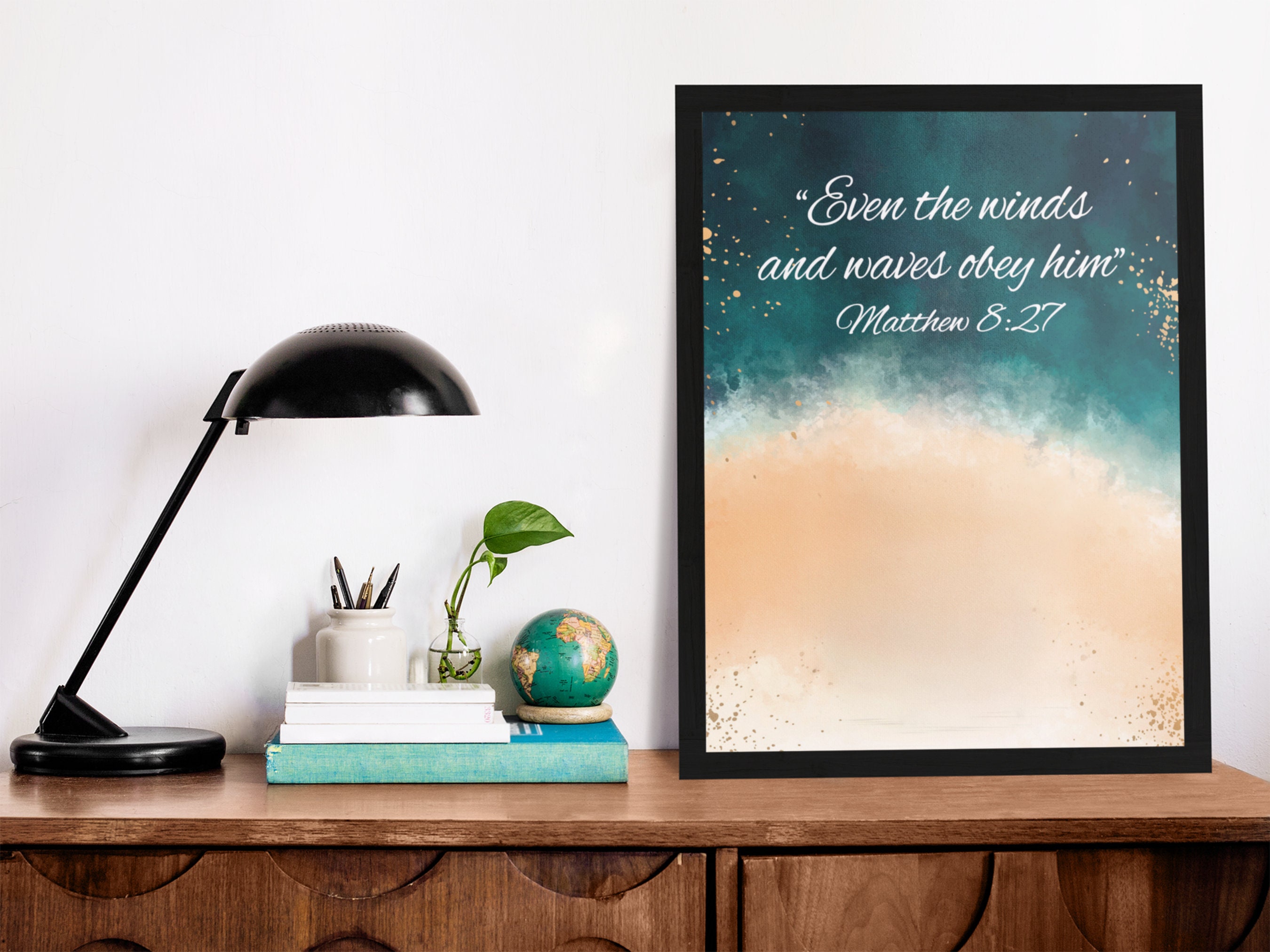 Bible Verse Printable Art Even the Wind and Waves Obey Him Matthew 8:27 ...
