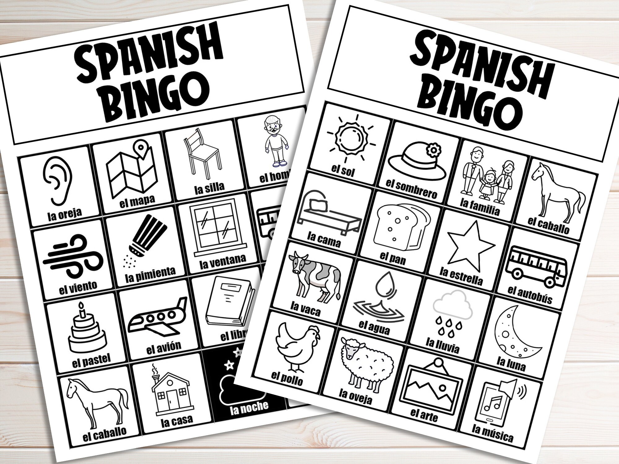 Sight Words in Spanish and English Bingo Game ESL Bilingual Practice ...