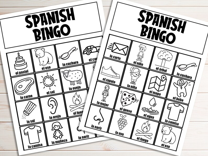 Sight Words in Spanish and English Bingo Game ESL Bilingual Practice ...