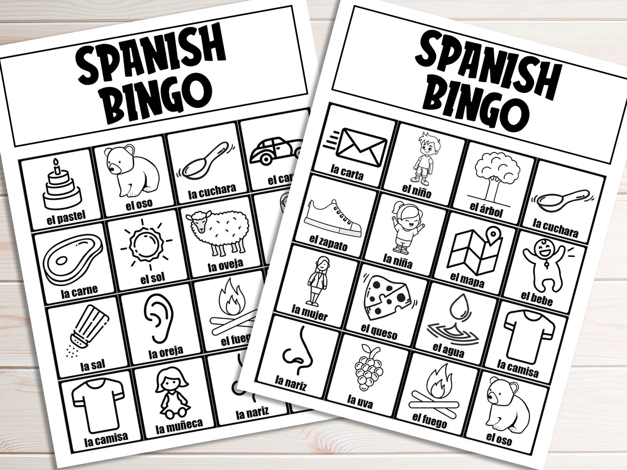 Sight Words in Spanish and English Bingo Game ESL Bilingual Practice ...