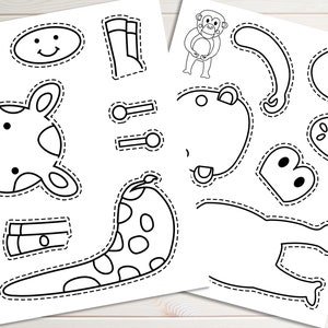 Scissor Cutting Printable Activity Cut and Paste Worksheets With Safari ...