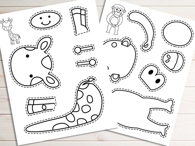 Scissor Cutting Printable Activity Cut and Paste Worksheets With Safari ...