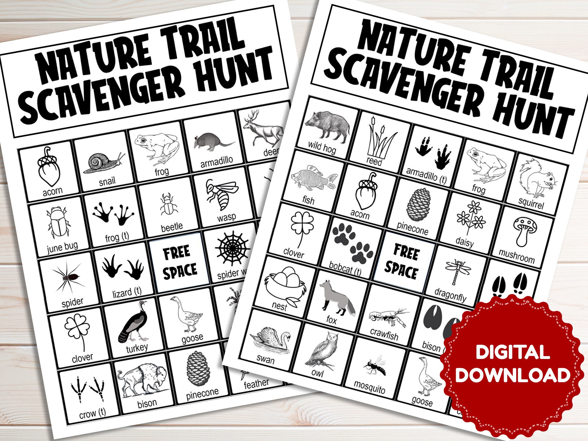 Nature Trail Camping Scavenger Hunt Outdoor Bingo Game Printable for ...