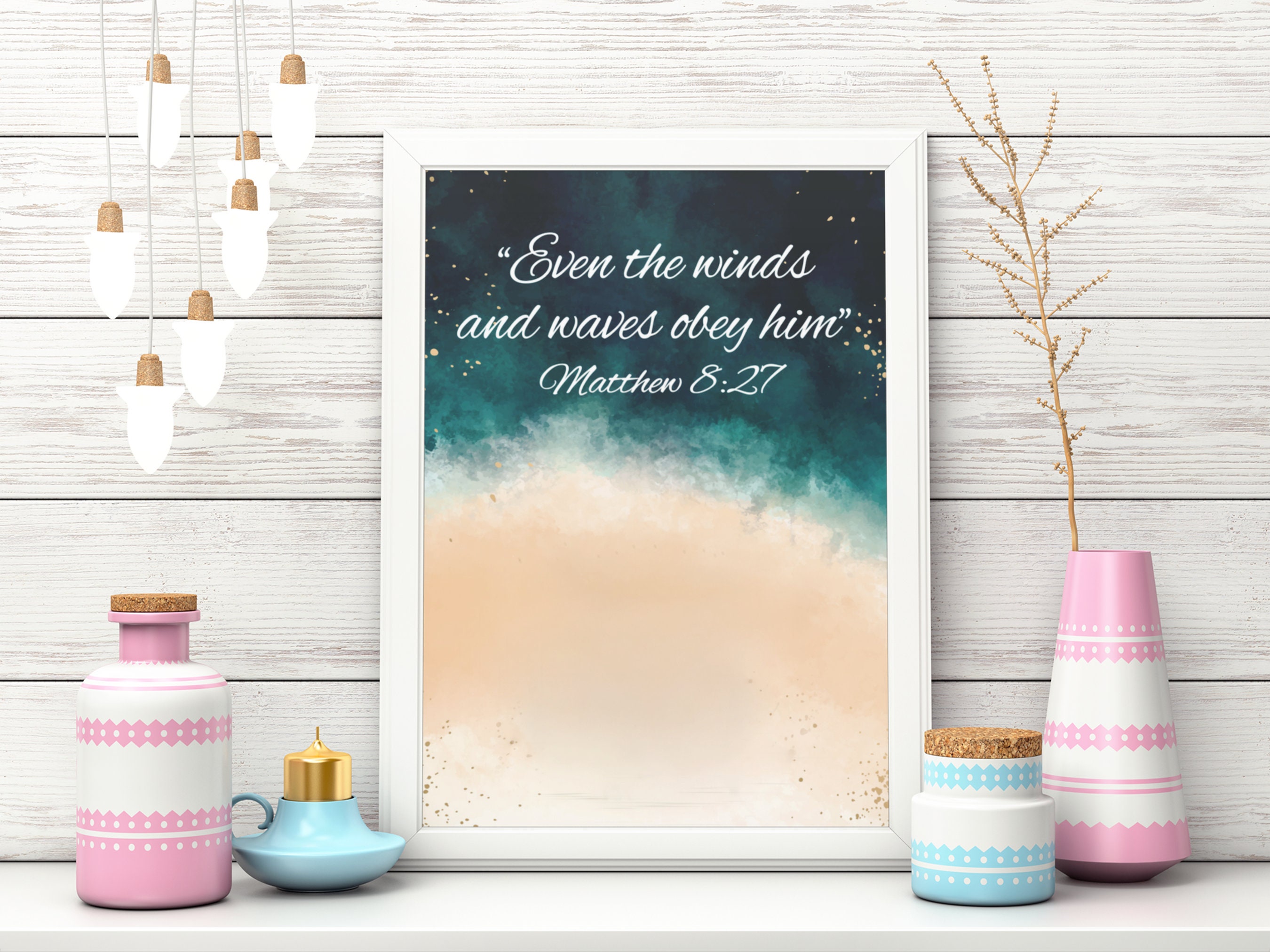 Bible Verse Printable Art Even the Wind and Waves Obey Him Matthew 8:27 ...