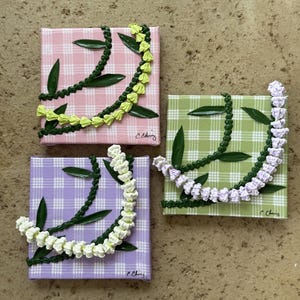 3D Hawaiian Flower Lei on Palaka Canvas- Acrylic Art Painting-hawaii ...