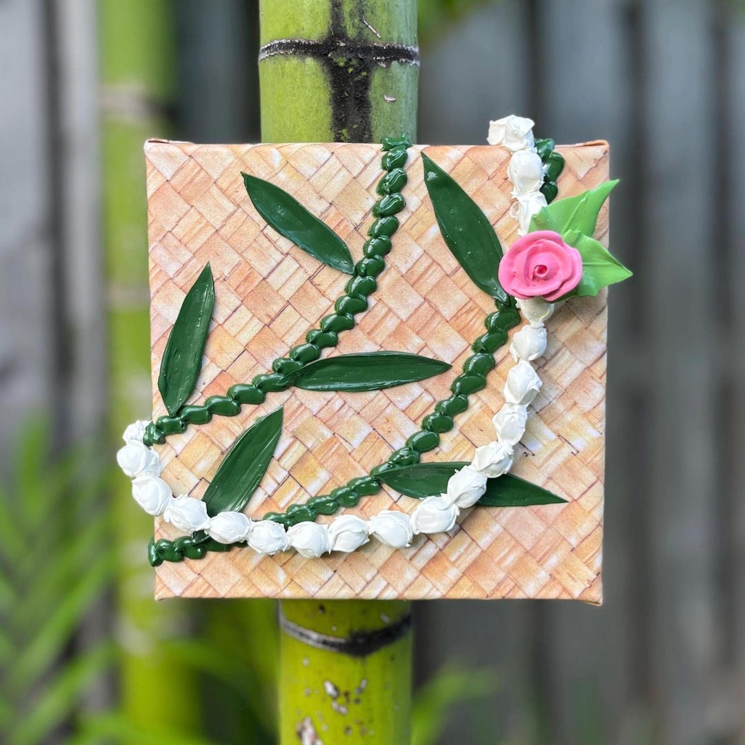 Pikake (jasmine) 6” 3D Hawaiian White Flower Lei With Rose- Art ...