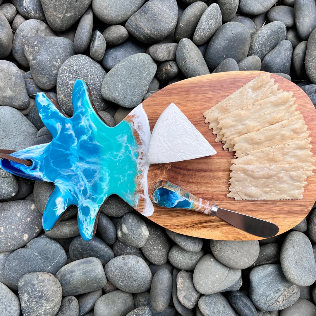 Pineapple Ocean Charcuterie Wave Cheese Board and Knife Gift Set ...