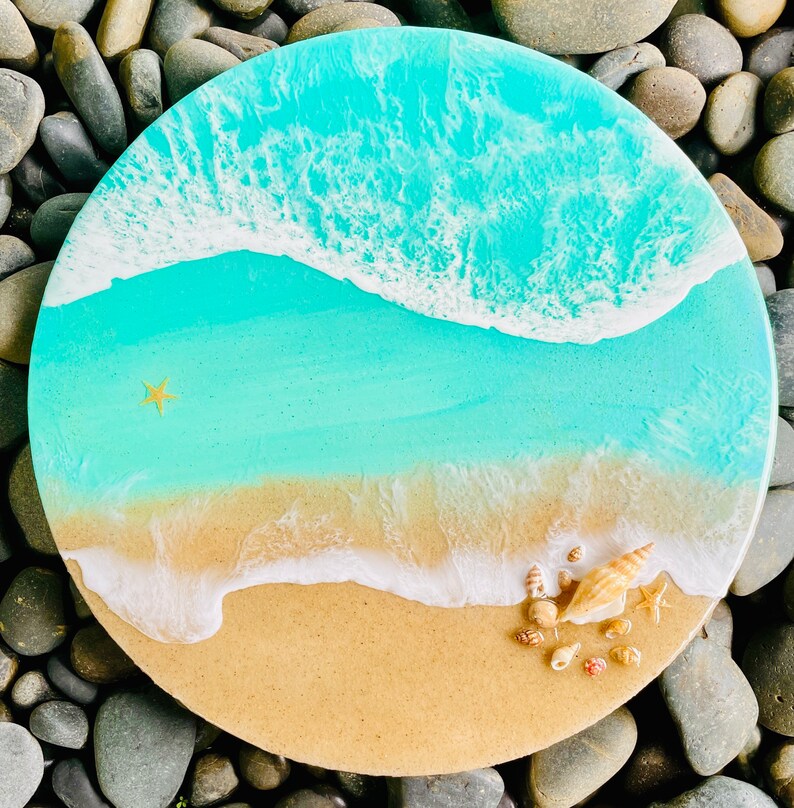 Mermaid Shell Ocean Epoxy Resin Wall Art DISCOUNTED Hawaiian - Etsy