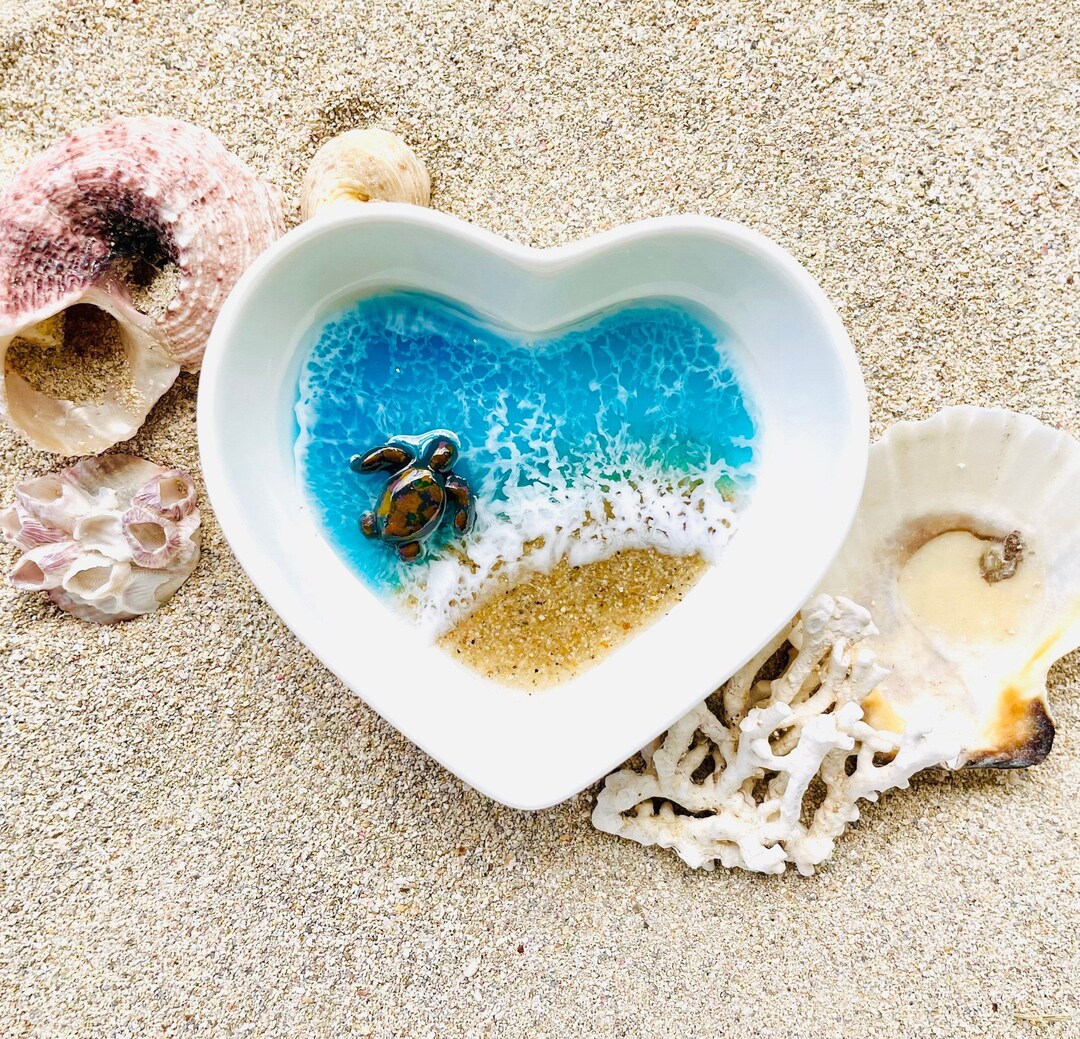 Sea Turtle Heart Ring Trinket Dish - Hawaii Ocean Art Gift- Small ...