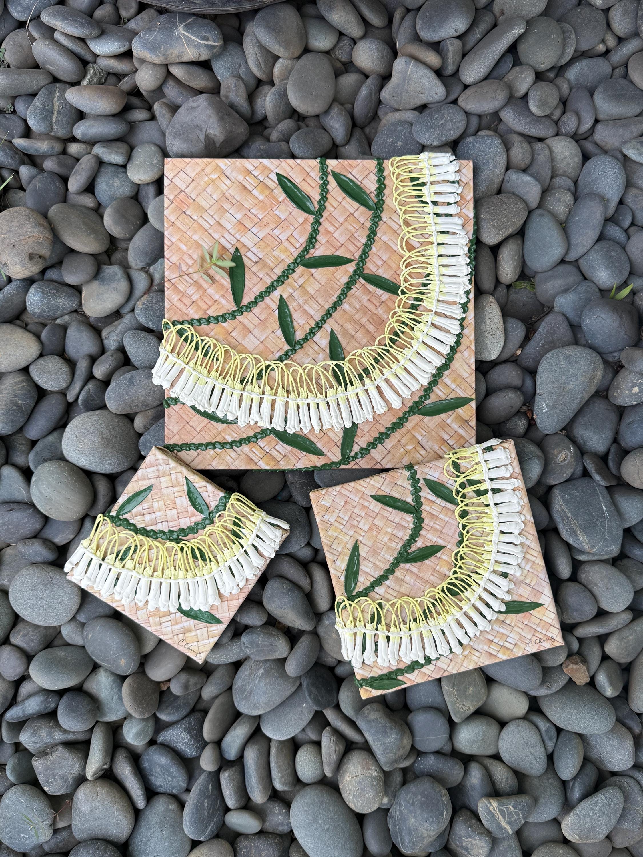 Micronesian Ginger 12” 3 Dimensional Hawaiian White Flower Lei Acrylic ...