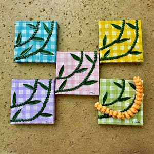 3D Hawaiian Flower Lei on Palaka Canvas- Acrylic Art Painting-hawaii ...