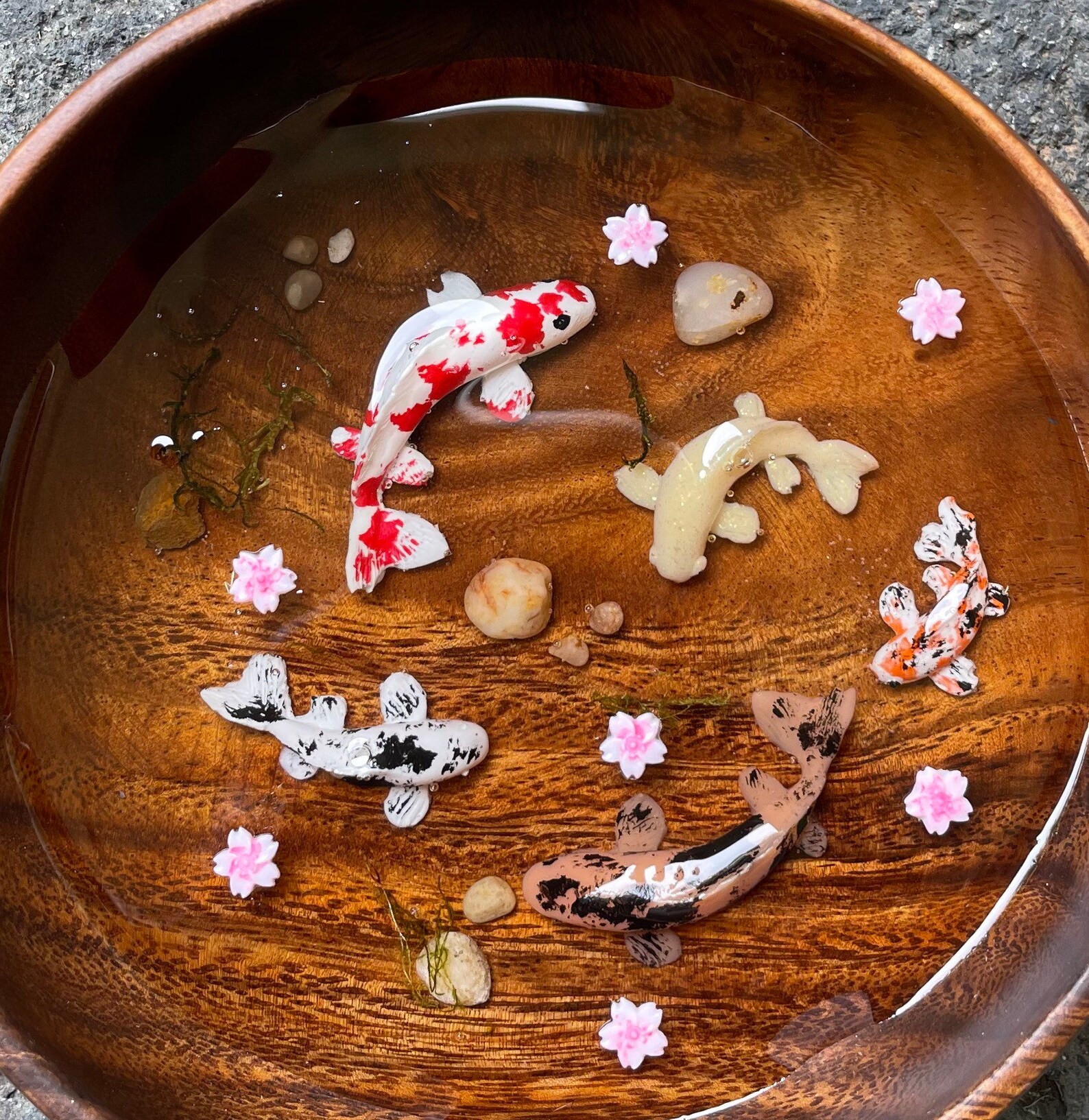 Koi fish wooden resin bowl Japanese art gift housewarming | Etsy