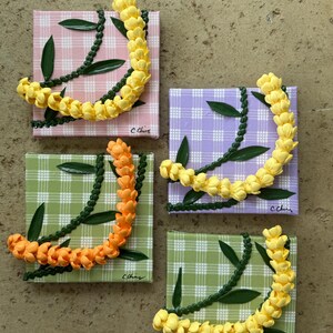 3D Hawaiian Flower Lei on Palaka Canvas- Acrylic Art Painting-hawaii ...