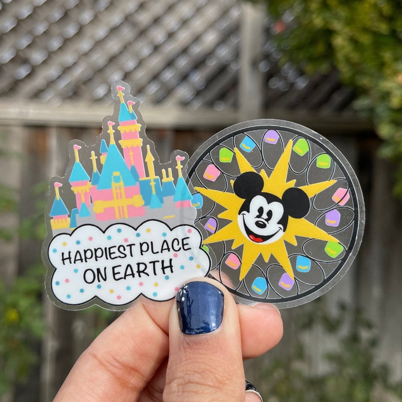 Transparent Disneyland Castle and Mickey Fun Wheel Sticker // | Etsy