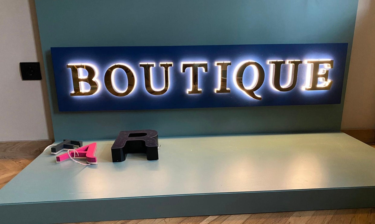 CUSTOMIZED Gold Brand Sign With Led Light - Etsy