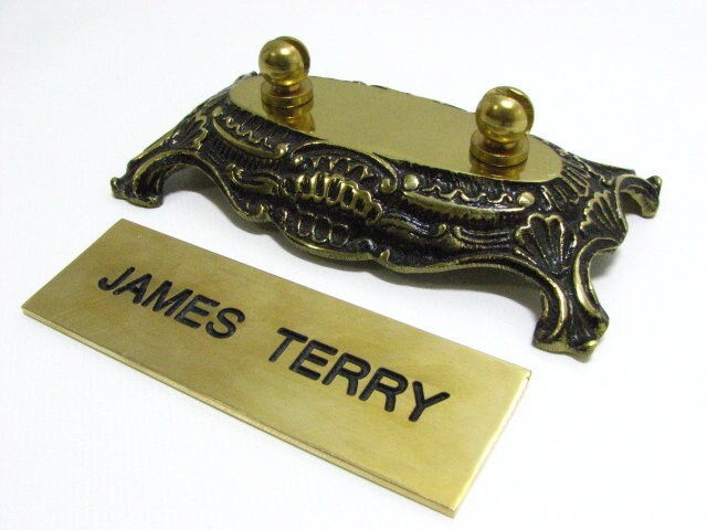 PERSONALIZED Solid Brass Desk Name Plate With Turtle Base - Etsy