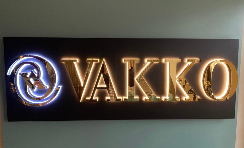 CUSTOMIZED Gold Brand Sign With Led Light - Etsy