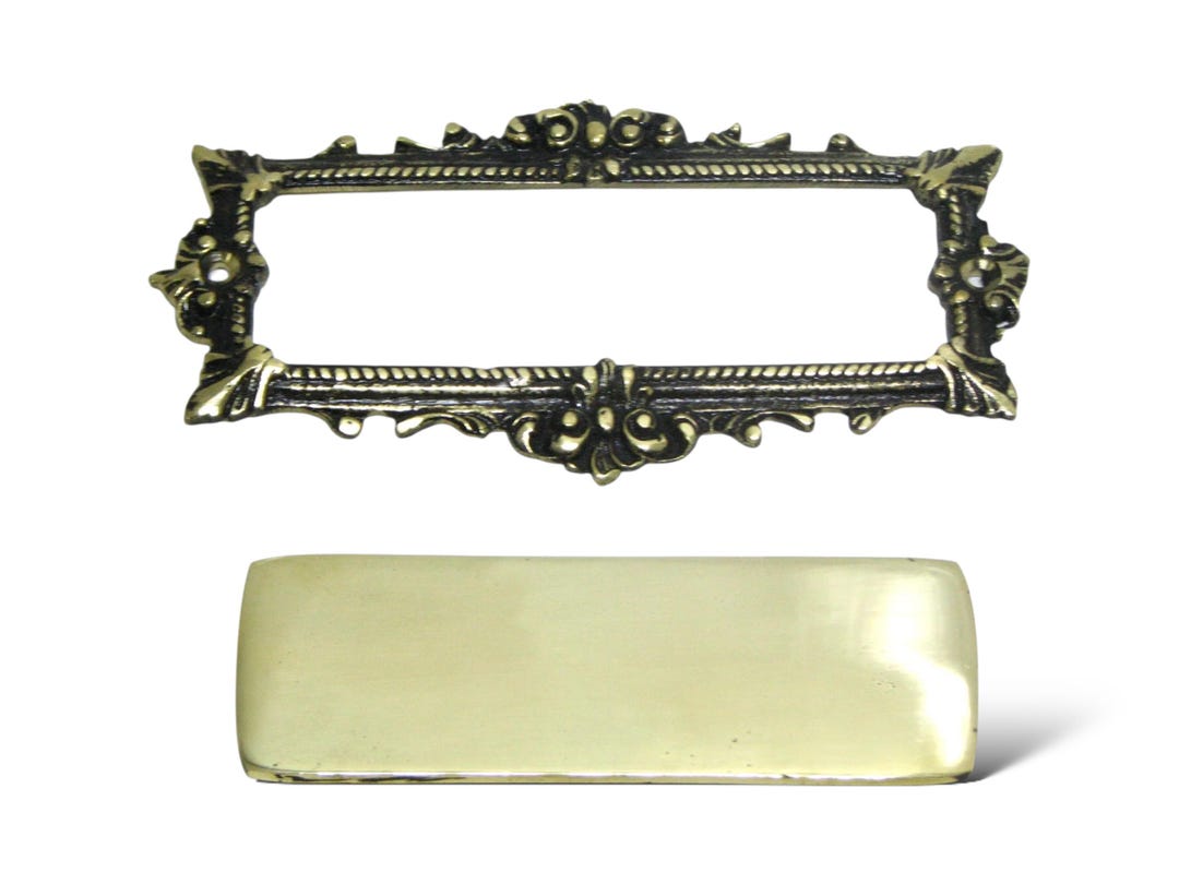 PERSONALIZED Solid Brass Door Name Plate With Replaceable Flower Ornate ...
