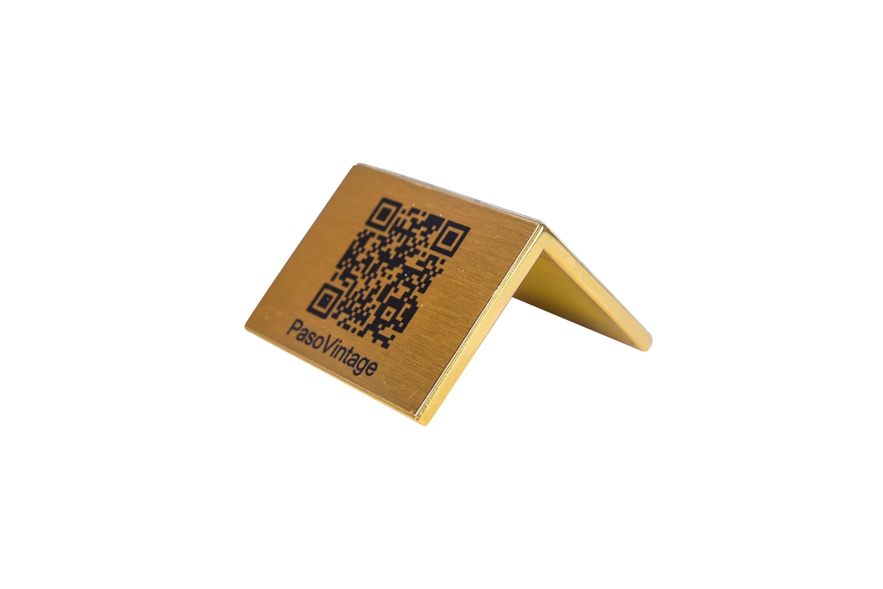 QR Code Solid Brass Table Sign, Double Side CUSTOMIZED Desk Plate - Etsy