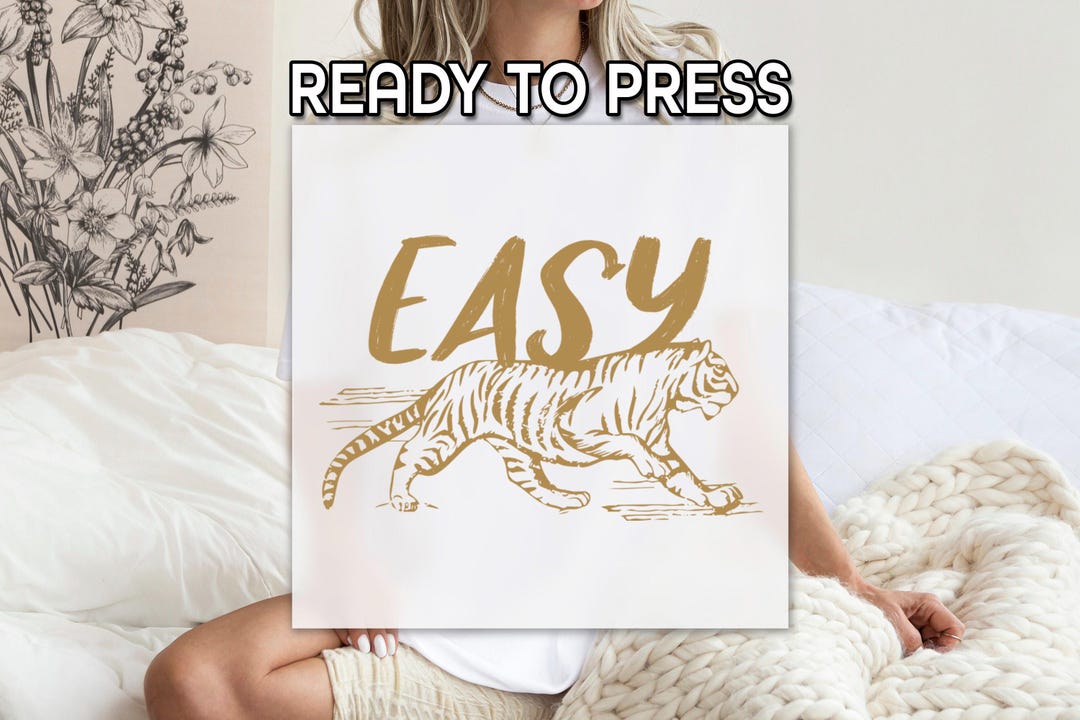 Retro Bold Easy Tiger DTF Heat Transfer, Stylish Jungle Animal DTF ...