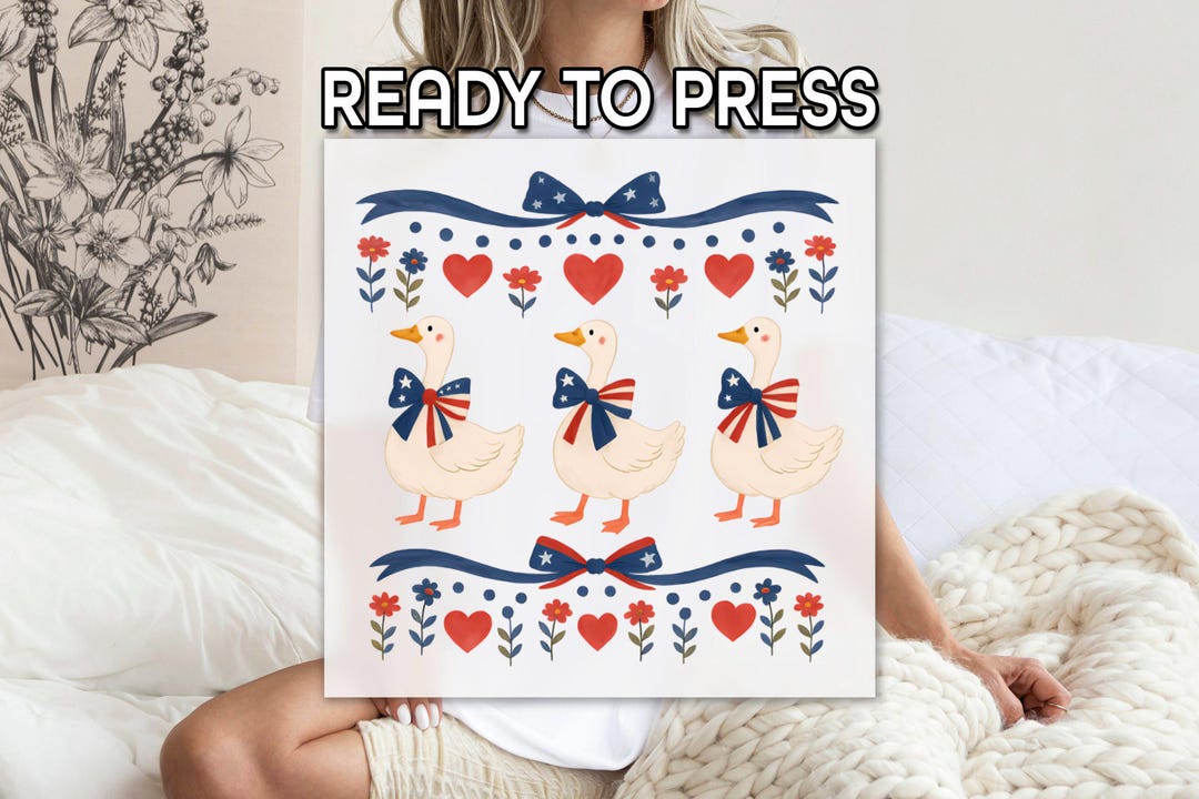 America Patriotic Goose DTF , 4th of July Farm Animal Print, Americana ...