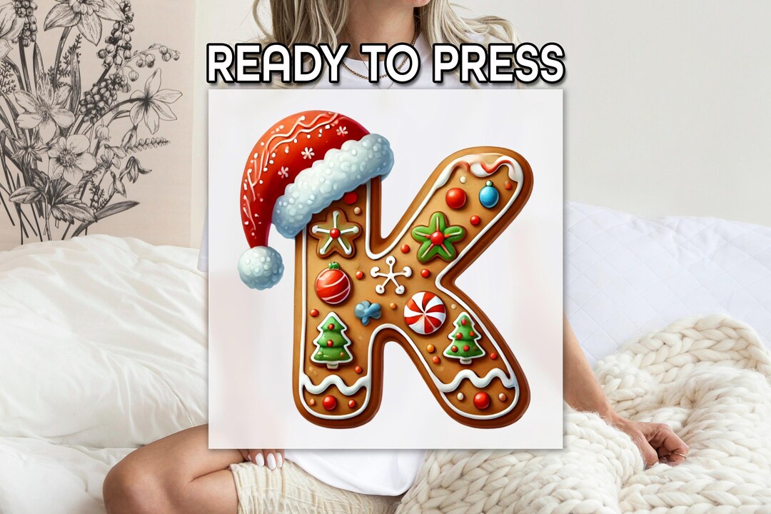Custom Gingerbread Letter DTF Transfer, Christmas Cookie Letter ...