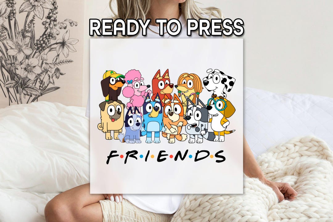 Bluey Friends DTF Transfer, Bluey Lover Gift, Cute Animals Cartoon DTF ...