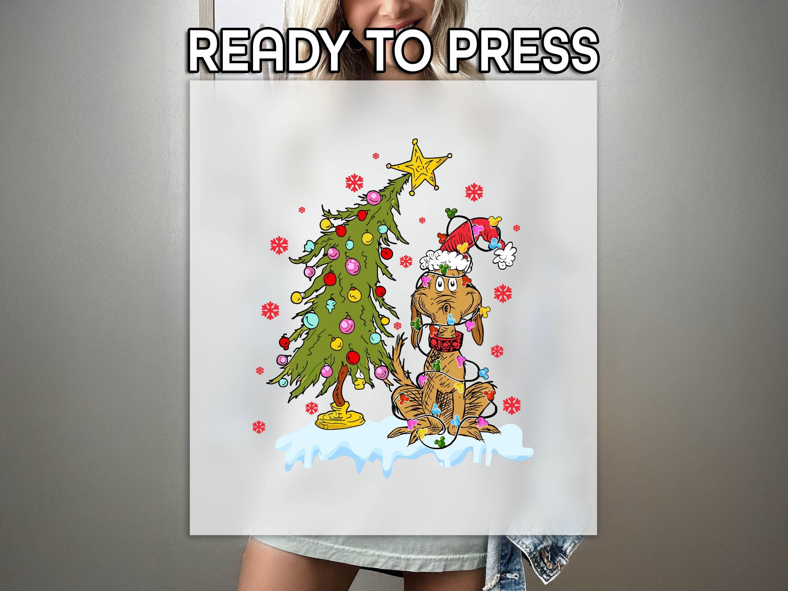 Grinch Dog DTF Heat Transfer, Christmas Tree Print, Full Color DTF ...