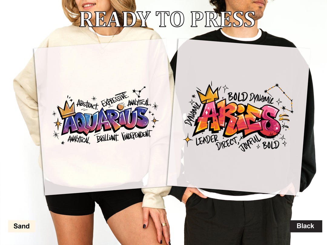 Zodiac Sign Graffiti DTF Heat Transfers, Colorful Horoscope Shirt ...