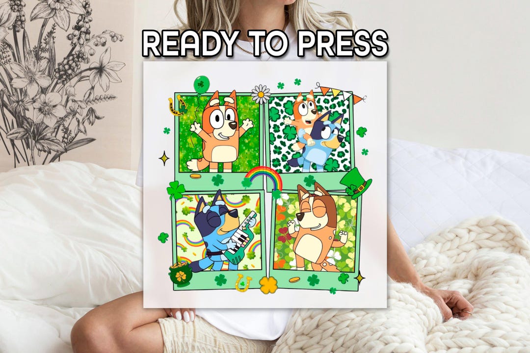 Bluey and Friends St. Patrick's Day DTF Printing, ST. Patrick's Day ...