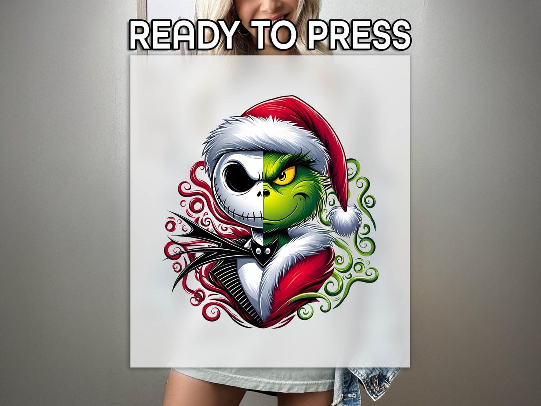 Grinch and Jack DTF Heat Transfer, Christmas Villains Print, Full Color ...