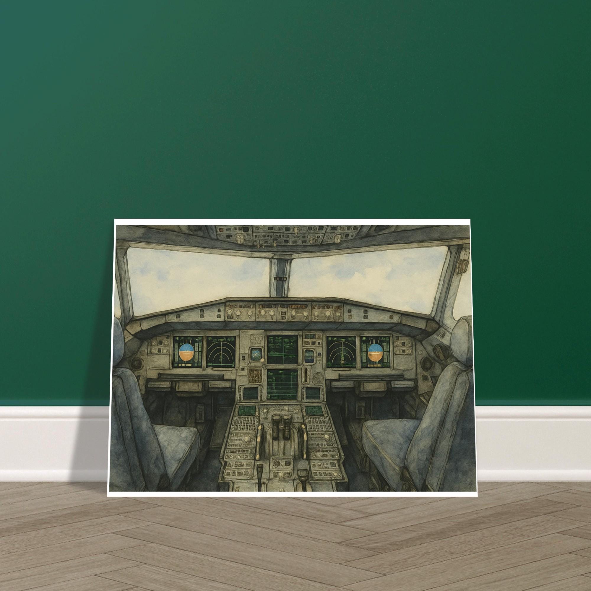 Airbus A320 Cockpit Watercolor Sketch | Fine Aviation Art Poster ...
