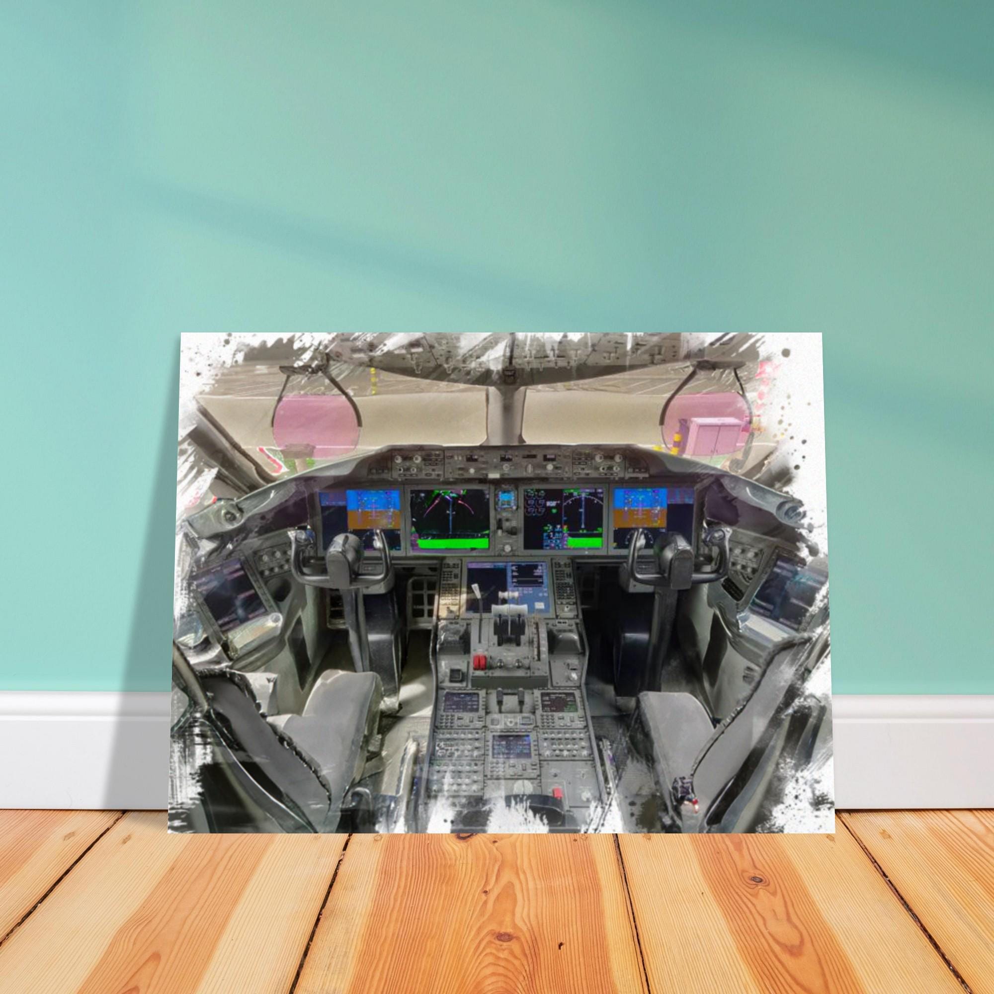 Boeing 787 Dreamliner Flightdeck in Watercolour Poster | Boeing 787 ...