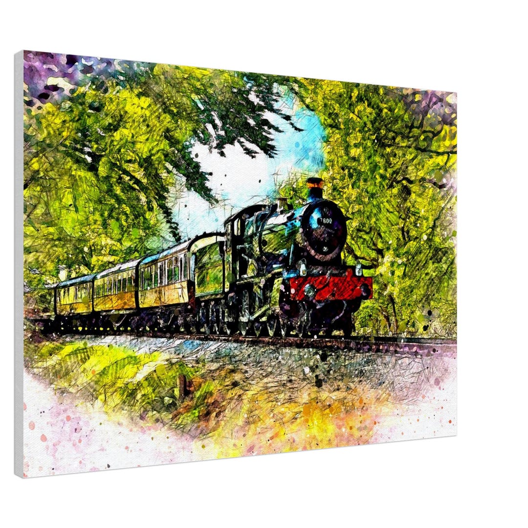 Vintage Steam Train Watercolour Canvas | Rustic Railway Wall Art ...