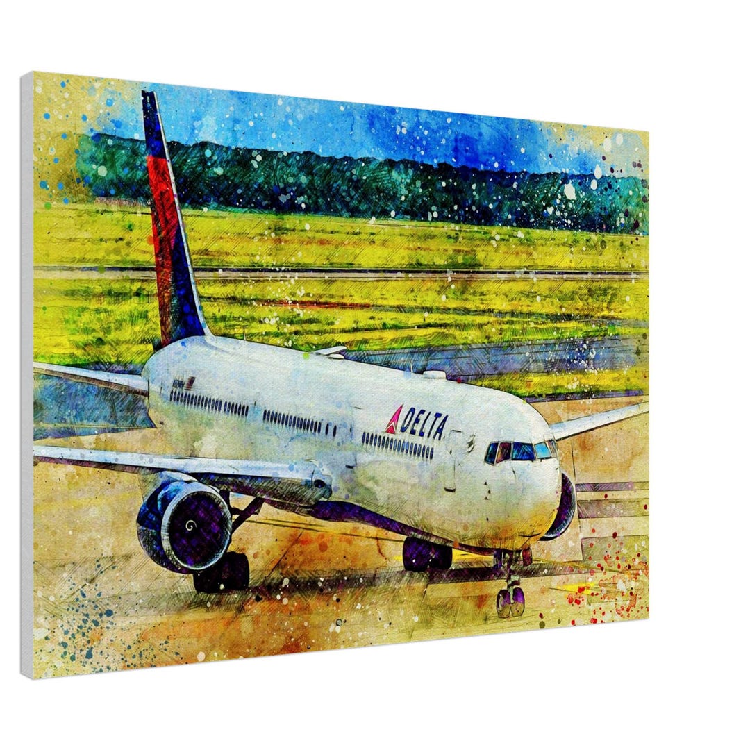 Delta Airlines Boeing 767 Watercolour Canvas | Aviation Wall Art ...