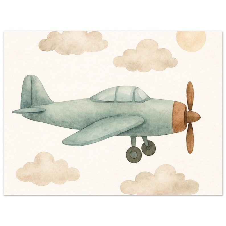 Whimsical Toy Plane – Watercolor Airplane Nursery Art - Etsy