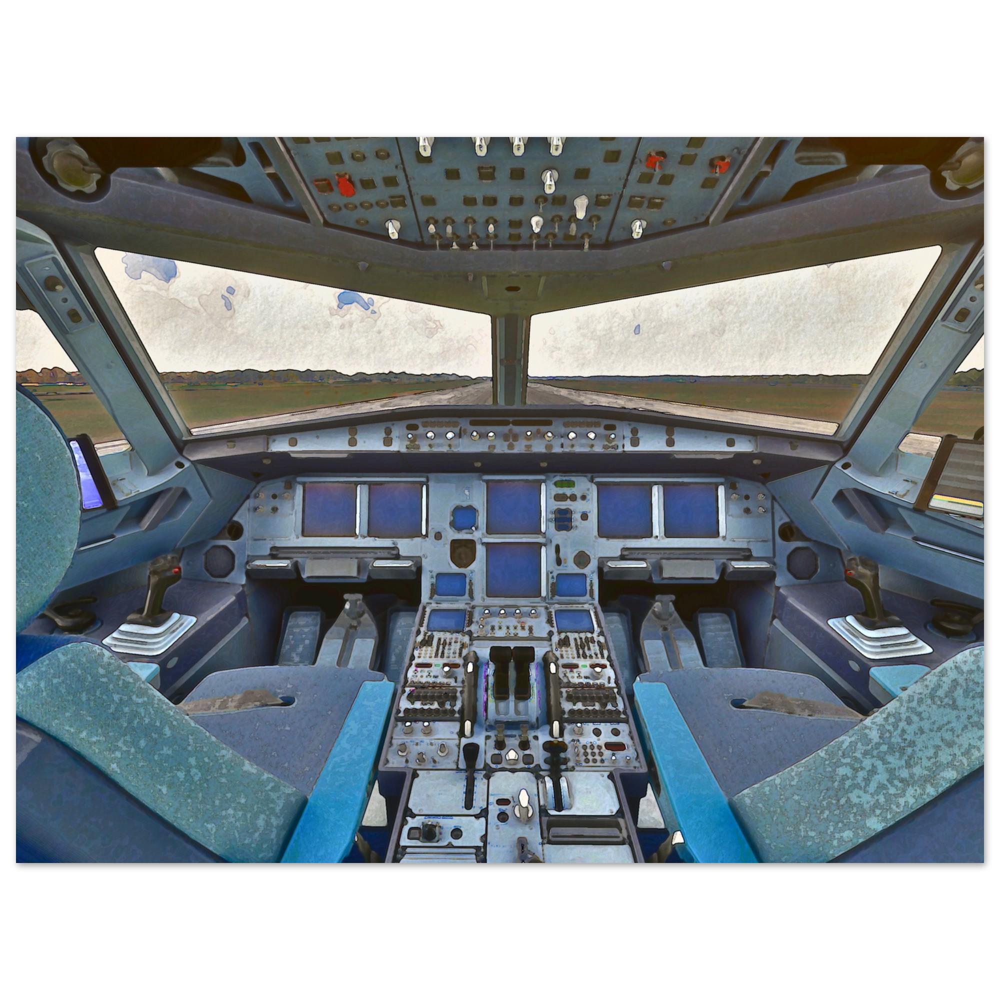 Airbus A320 Flightdeck Digital Watercolor | Fine Aviation Art Poster ...