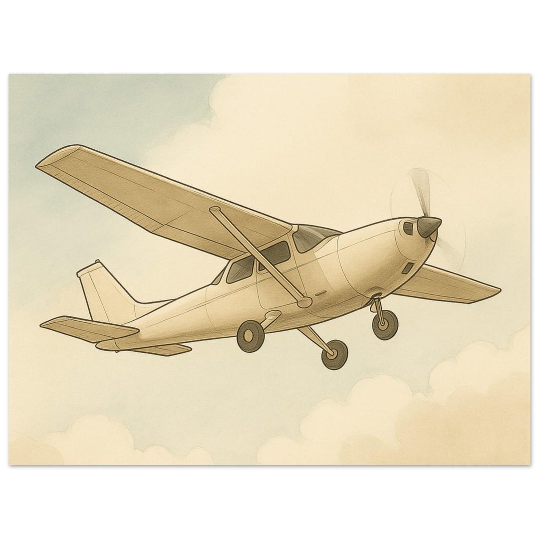 Cessna 172 Watercolor Art Print: Vintage Aviation Illustration - Etsy