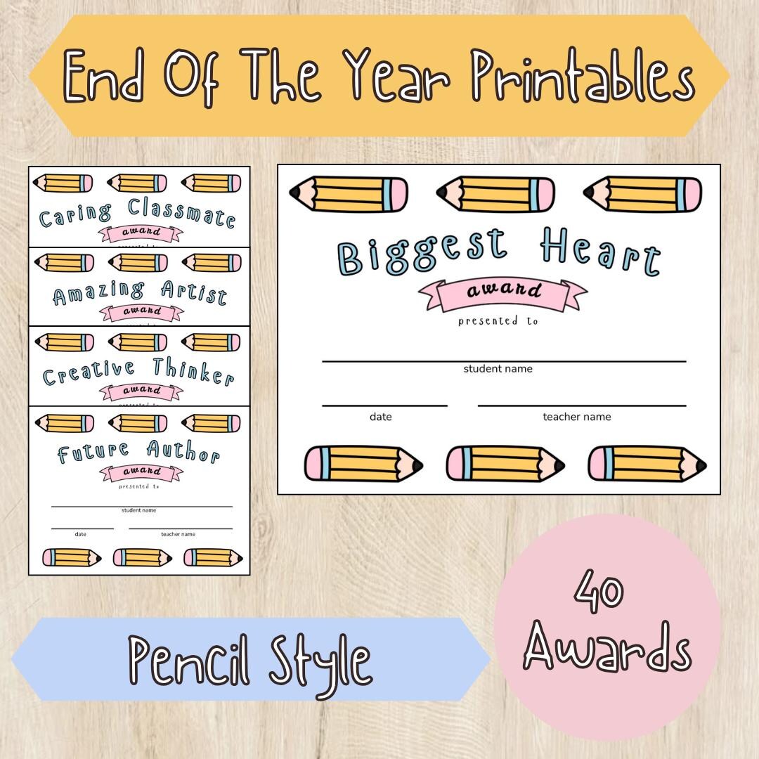 End of the Year Certificates for Students, Classroom Achievement Awards ...