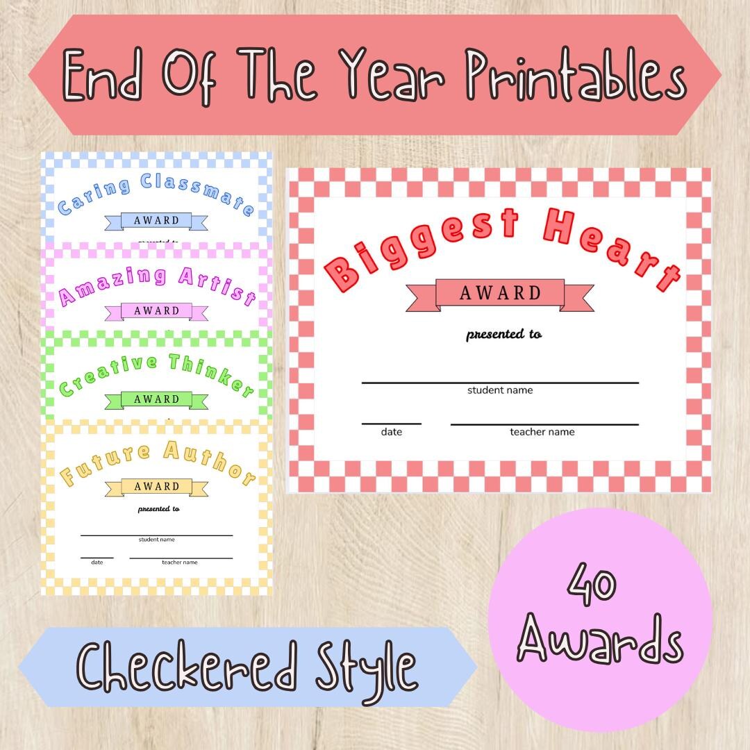 End of the Year Certificates for Students, Classroom Achievement Awards ...