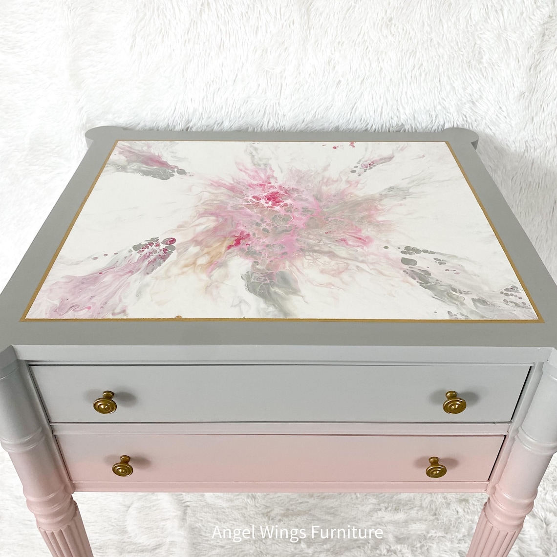 Federal Style Table. Boho Bedside Table Nightstand. Pink Gray - Etsy