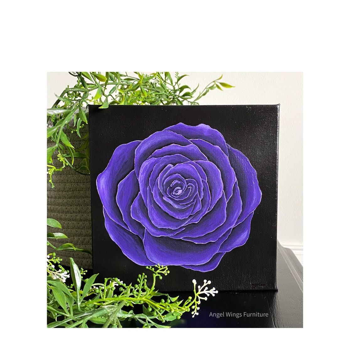 Purple Rose Painting. Floral Wall Art. Boho Home Decor. Gallery Wall ...