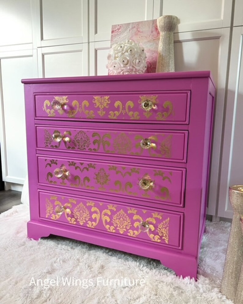 Dresser Painted Pink. Chest of Drawers Girls Bedroom, Nursery. Pink ...